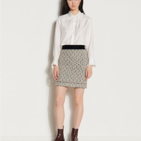 Sandro | Skirts | Sandro Black And Cream Mini Skirt | Poshmark